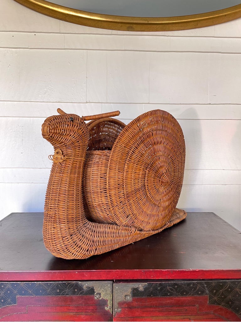 Charming Mid-Century Wicker Magazine Stand in the Shape of a Snail For ...