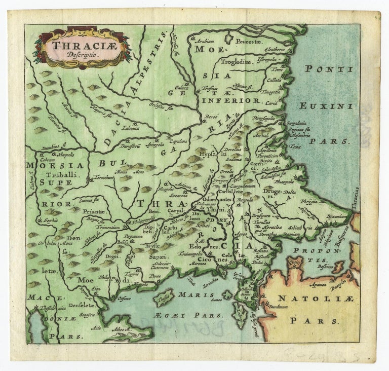Charming Miniature Map of Thrace or Thrake in Southeast Europe, 1685 ...
