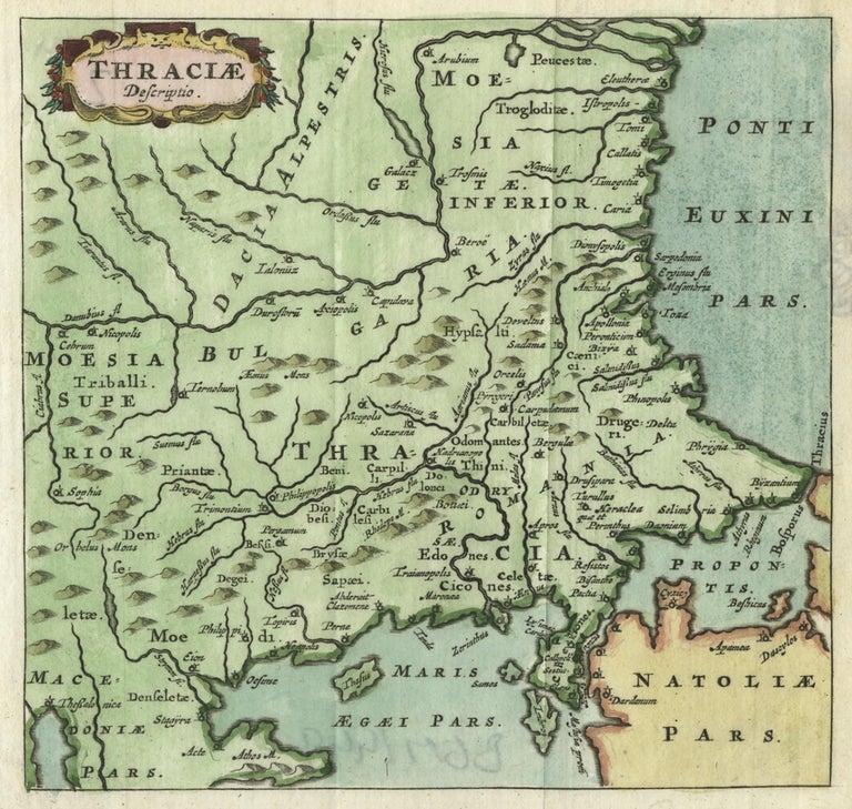 Charming Miniature Map of Thrace or Thrake in Southeast Europe, 1685 ...