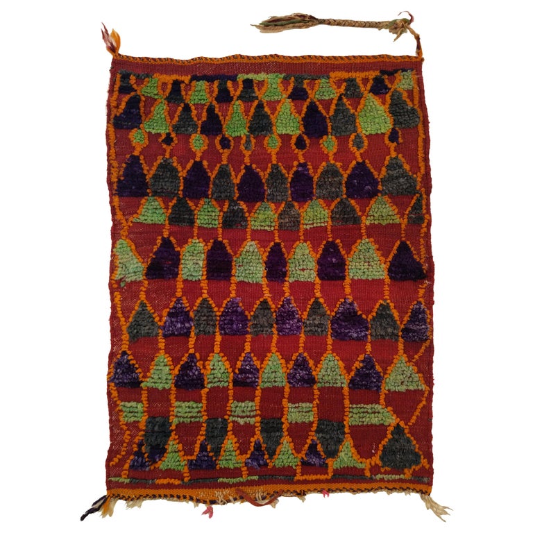 Charming Miniature Old Berber Rug with Abstract Geometric Pattern For ...