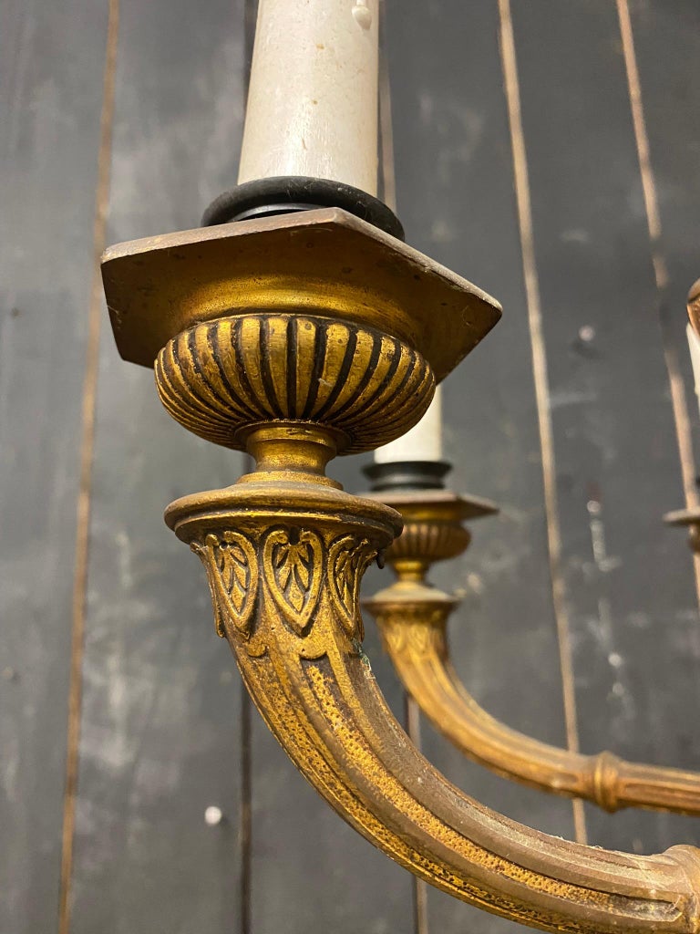 Charming Neo Romantic Bronze Chandelier with 2 Patinas For Sale at 1stDibs
