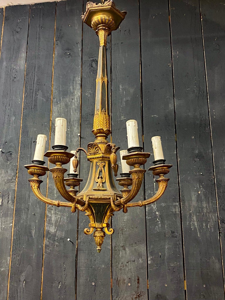Charming Neo Romantic Bronze Chandelier with 2 Patinas For Sale at 1stDibs