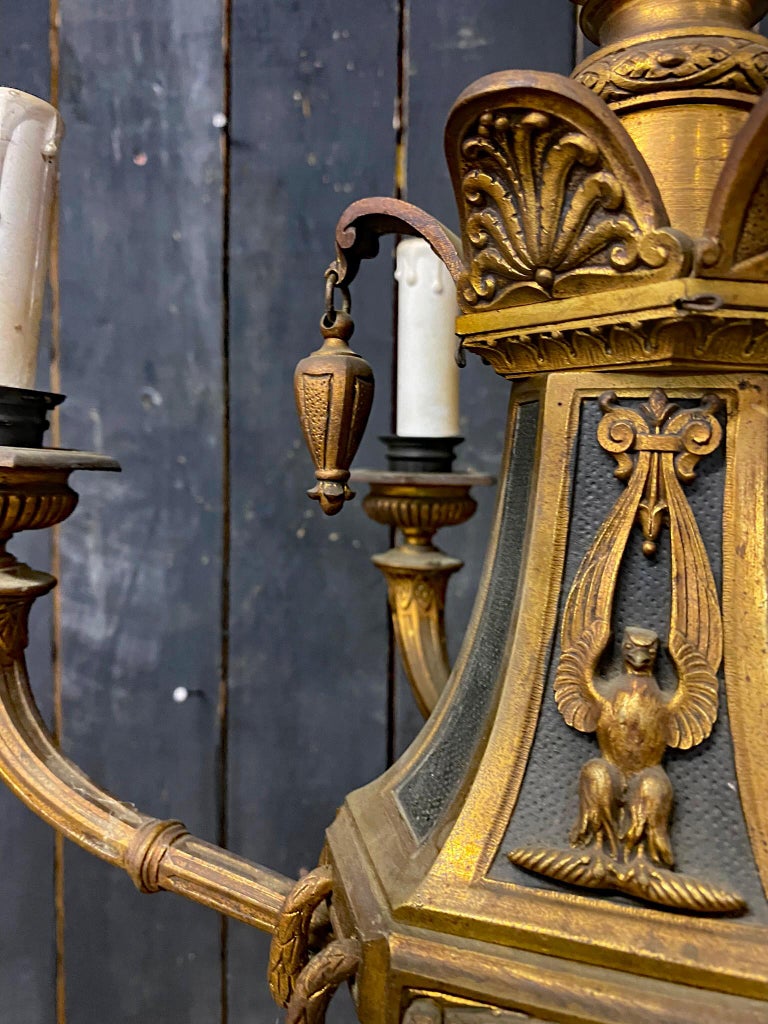 Charming Neo Romantic Bronze Chandelier with 2 Patinas For Sale at 1stDibs