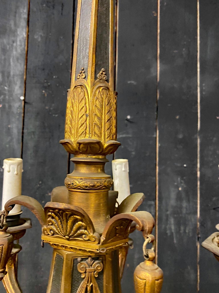 Charming Neo Romantic Bronze Chandelier with 2 Patinas For Sale at 1stDibs