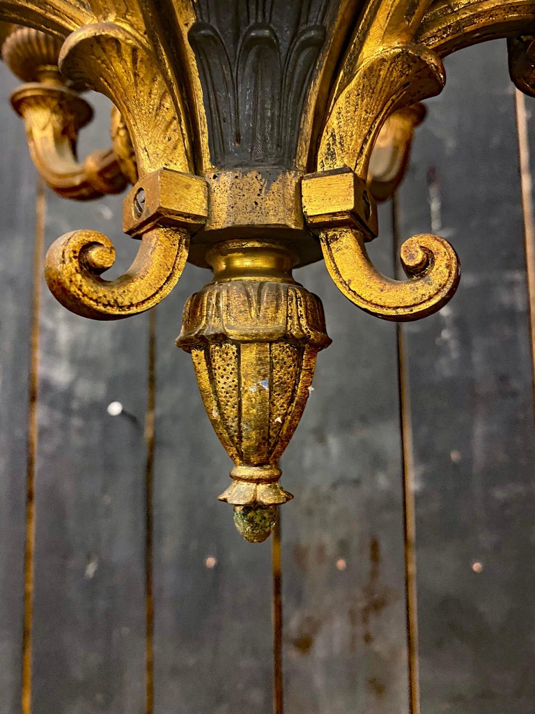 Charming Neo Romantic Bronze Chandelier with 2 Patinas For Sale at 1stDibs