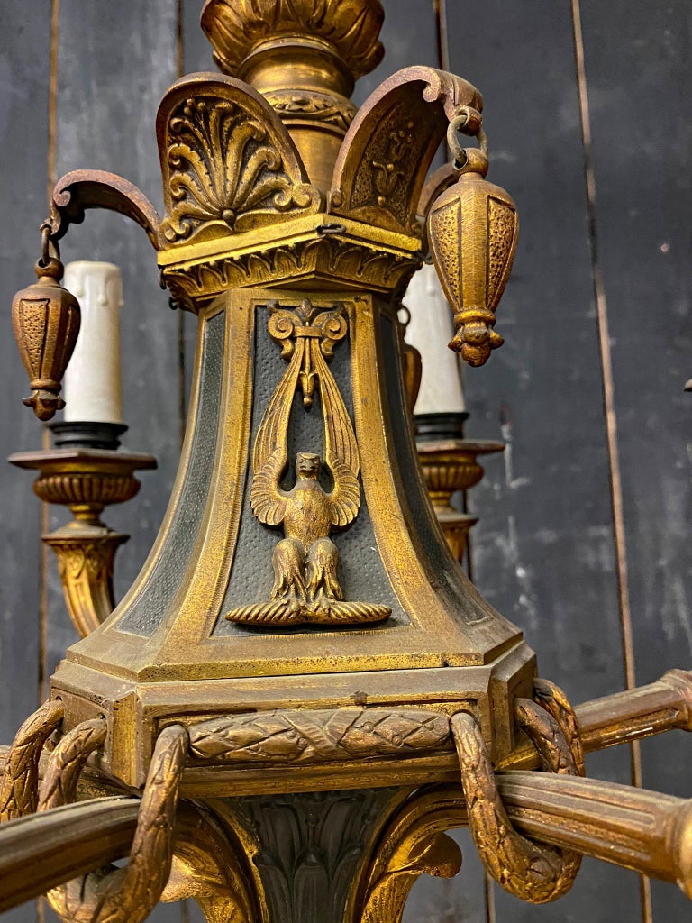 Charming Neo Romantic Bronze Chandelier with 2 Patinas For Sale at 1stDibs