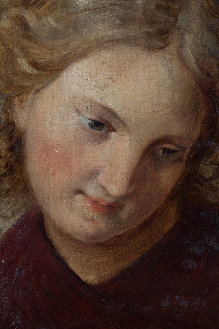 Charming Oil on Canvas Portrait of a Girl, 1829-1885 For Sale at 1stDibs