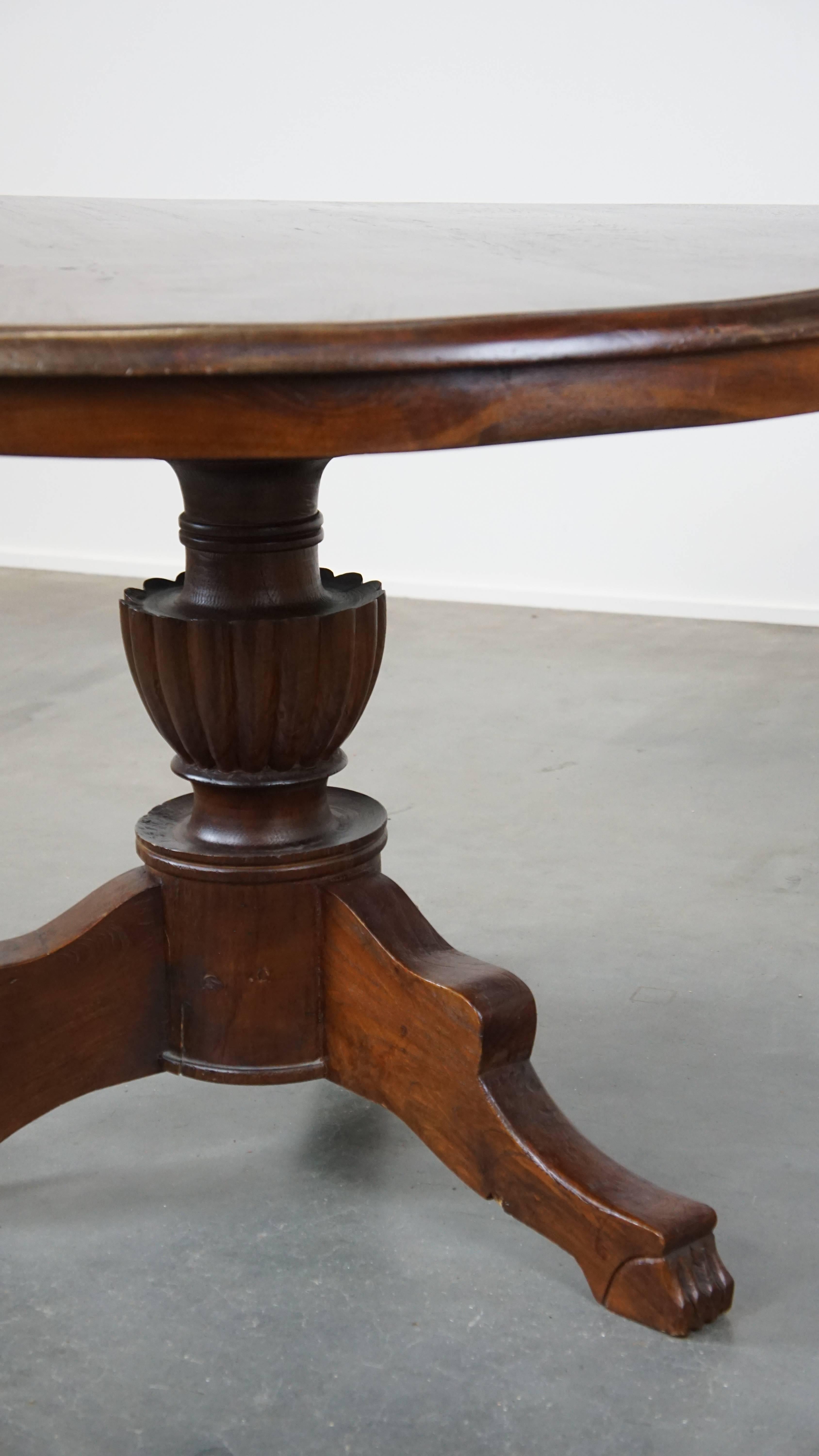 Charming old wooden round 4-person dining table with beautifully ...