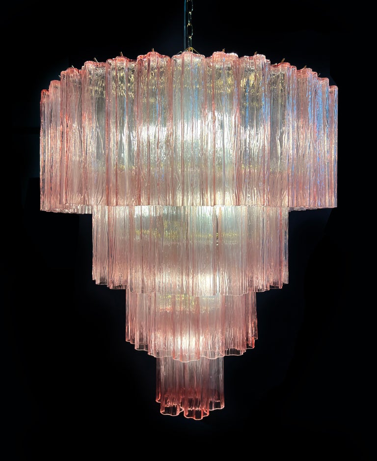 Charming Pair of Italian Pink Chandeliers by Valentina Planta, Murano ...