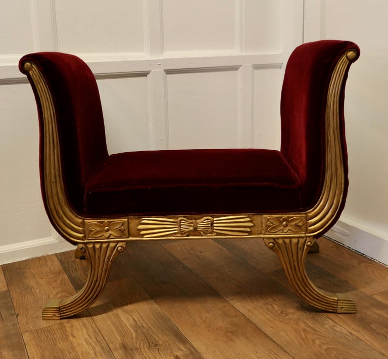 Charming Regency Style Window Seat or Salon Chaise For Sale at 1stDibs