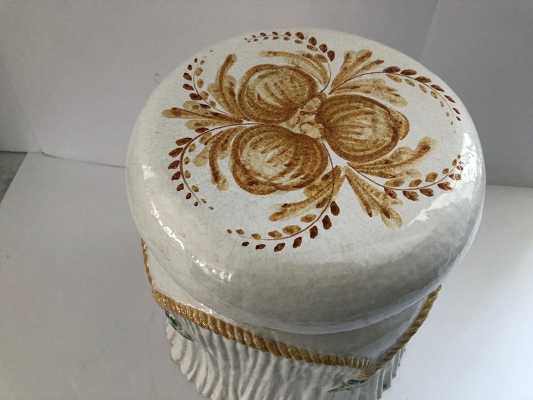 Charming Rope and Tassel Ceramic Garden Seat Side Table at 1stDibs