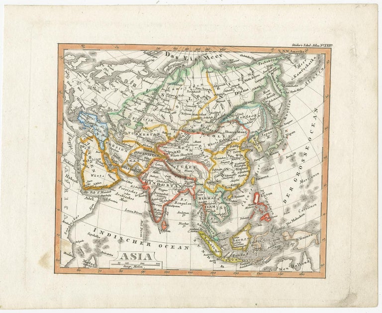 Charming Scarce Small Antique Map of Asia, 1837 For Sale at 1stDibs