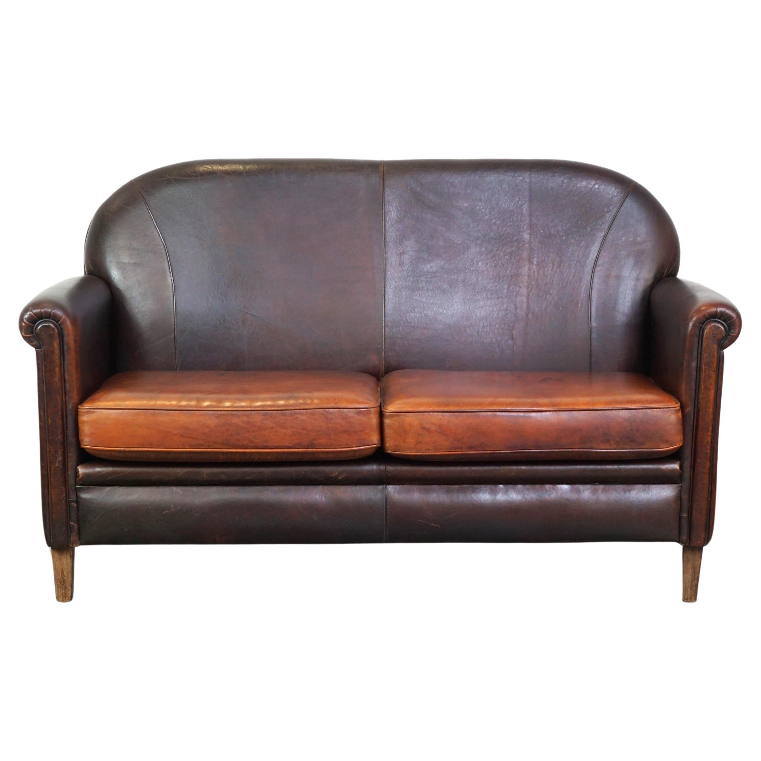 Charming Sheepskin Two-Seater Sofa with a Beautiful Warm Color ...