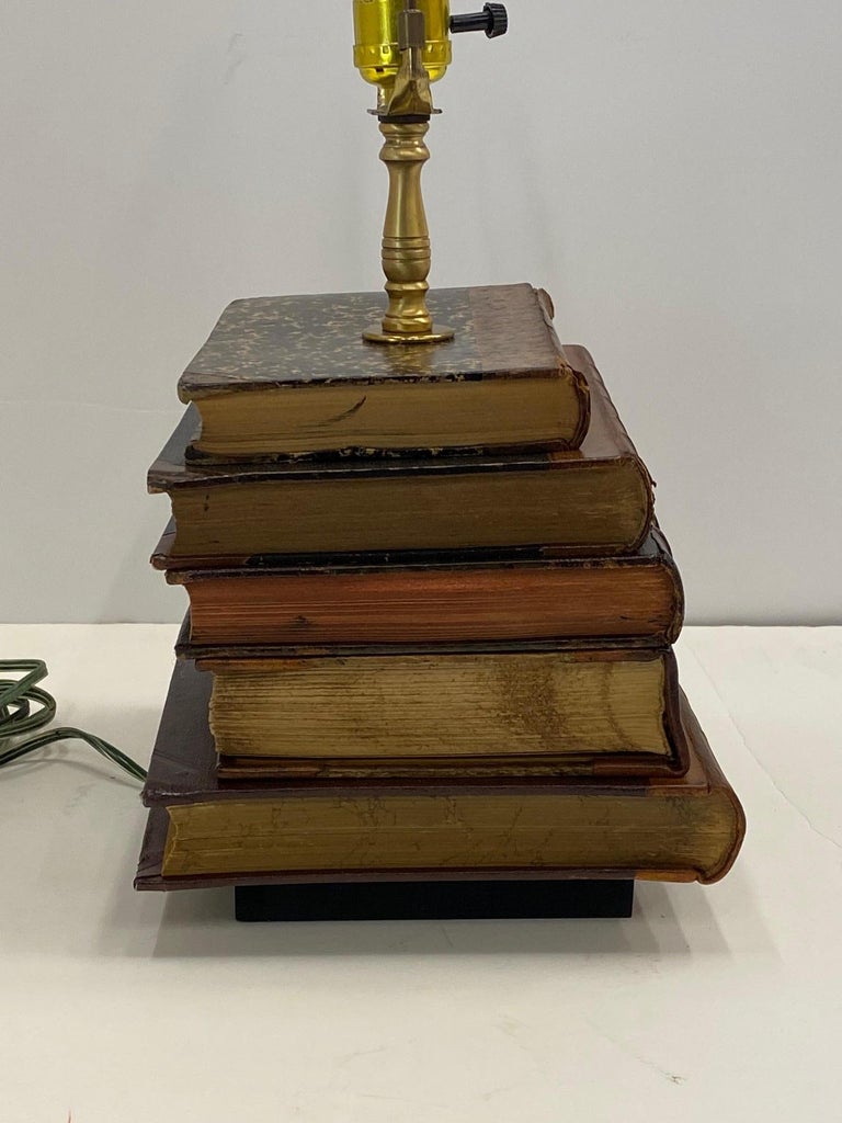Charming Stacked Leather Books Table Lamp For Sale at 1stDibs | stacked ...