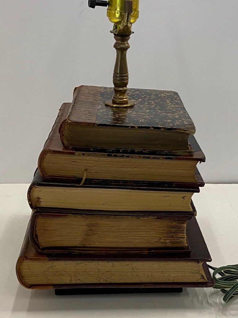 Charming Stacked Leather Books Table Lamp For Sale at 1stDibs | stacked ...