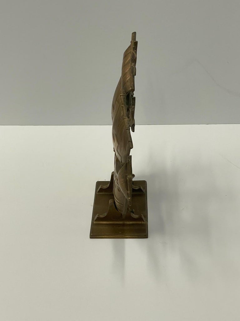 Charming Vintage Cast Brass Ship Doorstop For Sale at 1stDibs