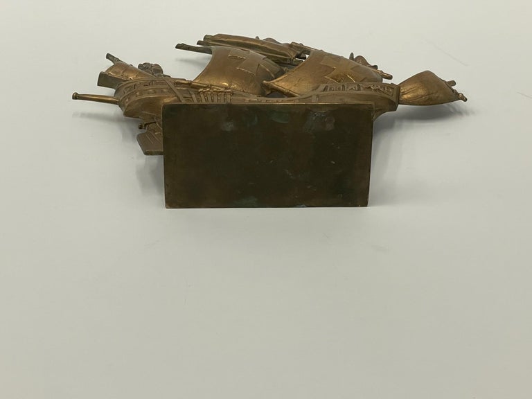 Charming Vintage Cast Brass Ship Doorstop For Sale at 1stDibs