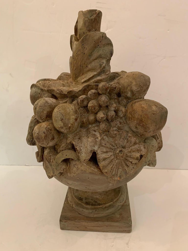 Charming Vintage Handcarved Wood Compote For Sale at 1stDibs