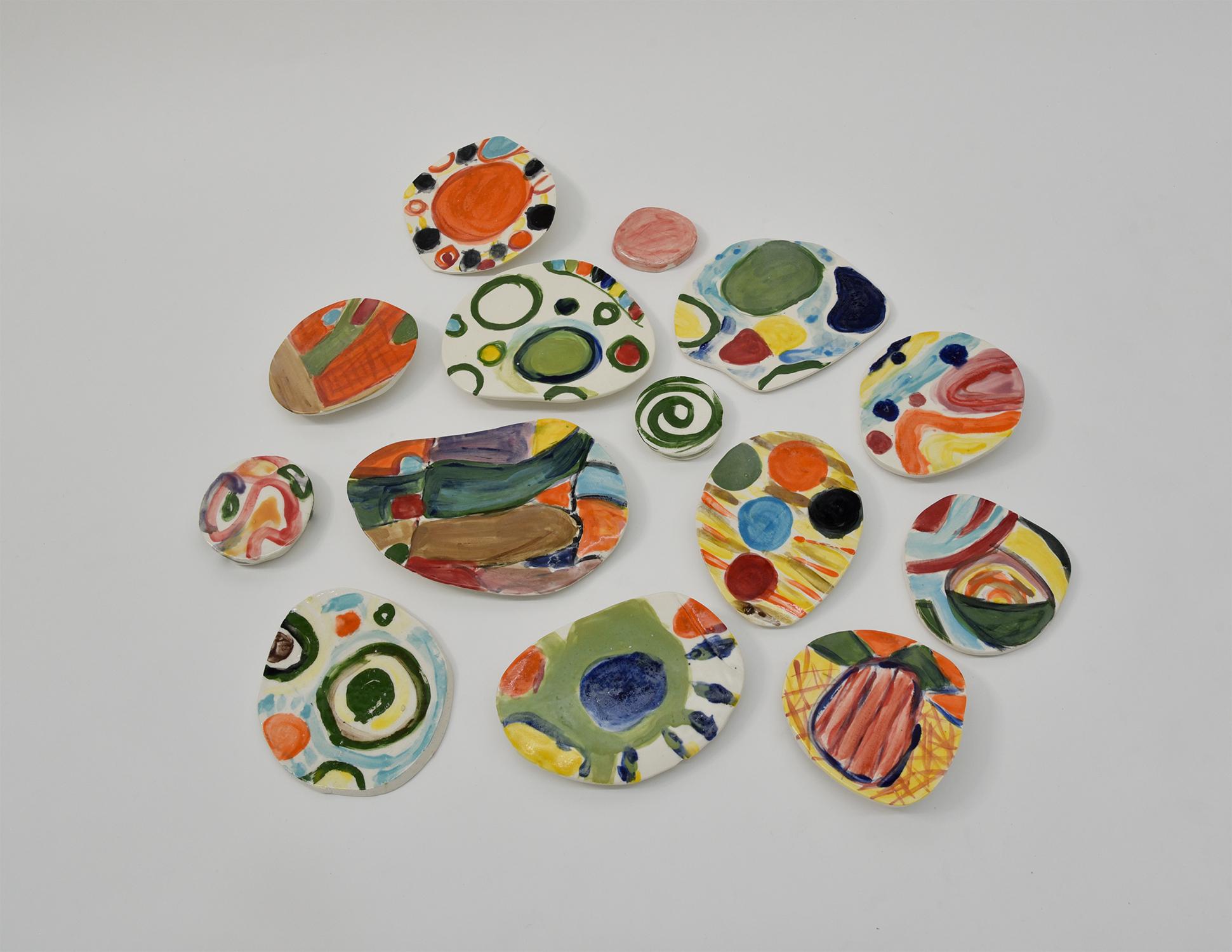 Charo Oquet - Untitled XXV. Set of 11 Glazed Ceramic Discs For Sale at ...