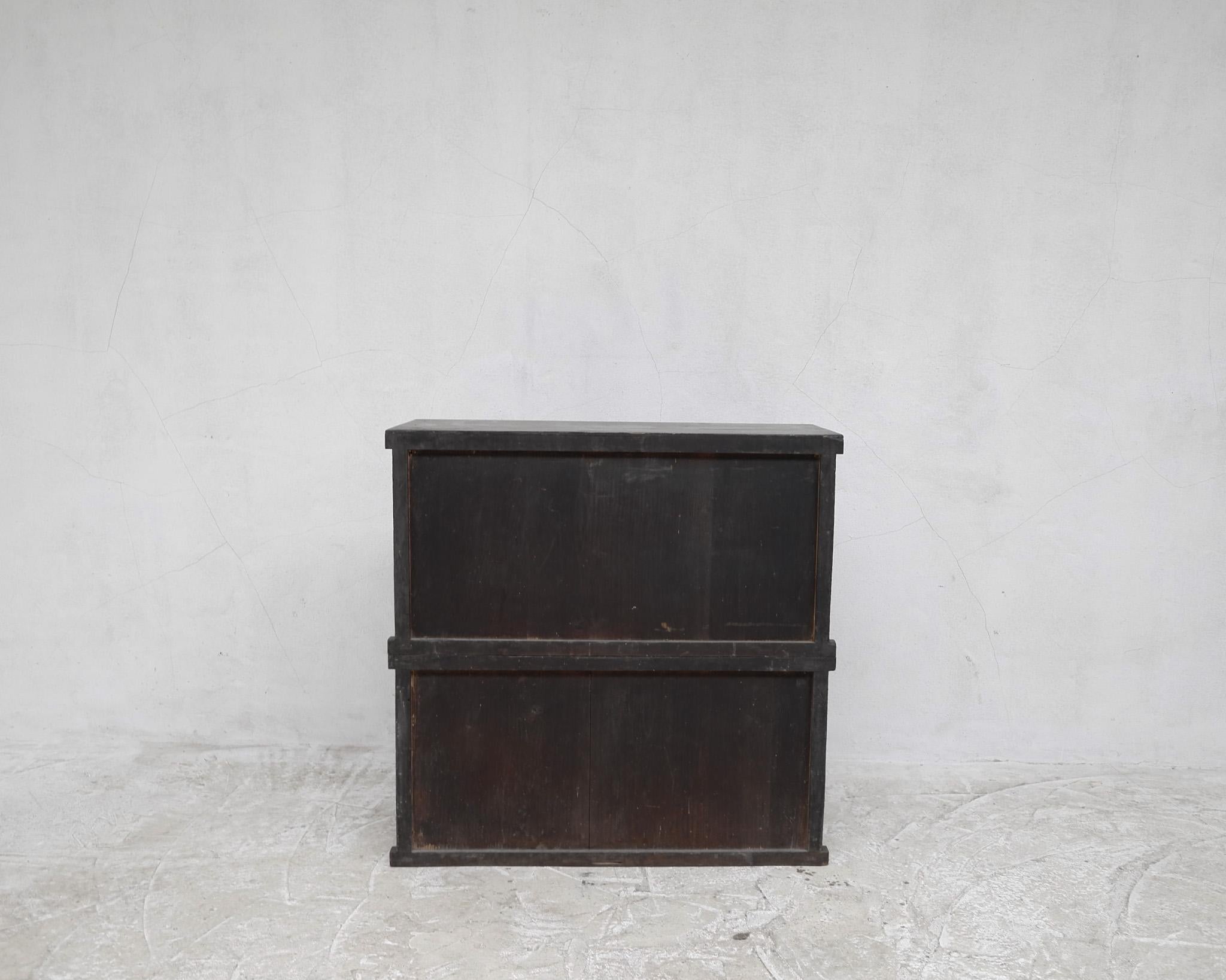 Charred and Heavily Textured Two Part Japanese Tansu Wabi Sabi at 1stDibs