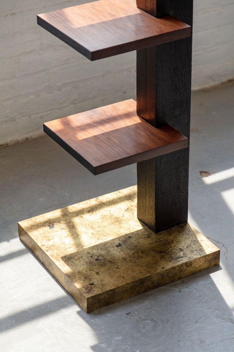 Charred Totem Bookshelf / Object Shelf / Patina Bronze Base For Sale at ...