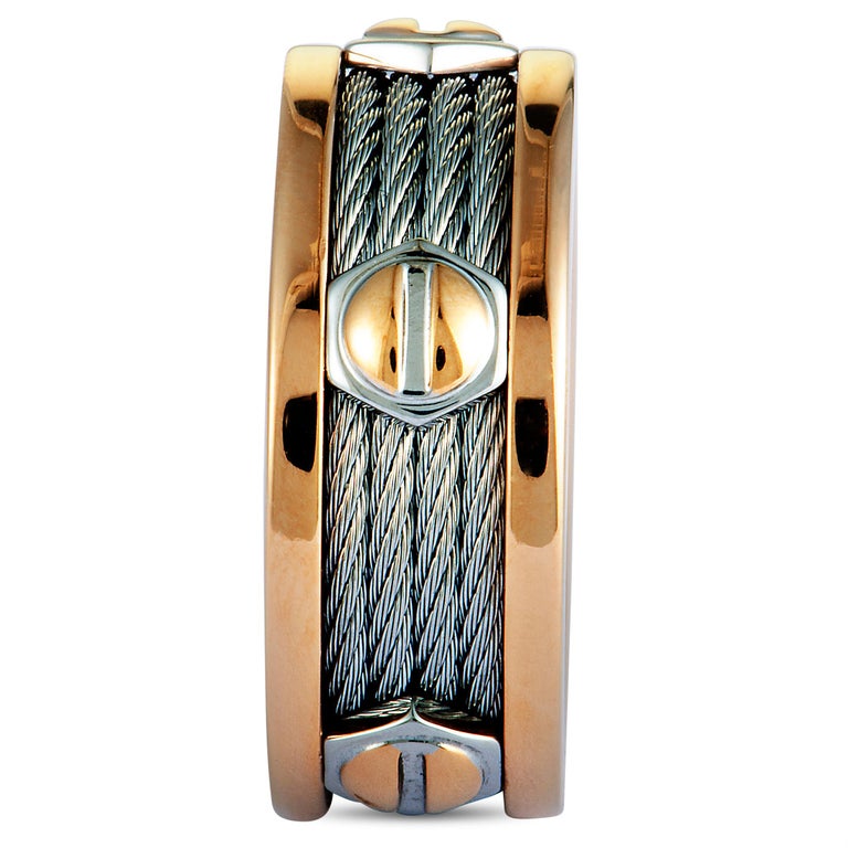 Charriol Forever Stainless Steel and Rose PVD Screws Cable Band Ring at ...