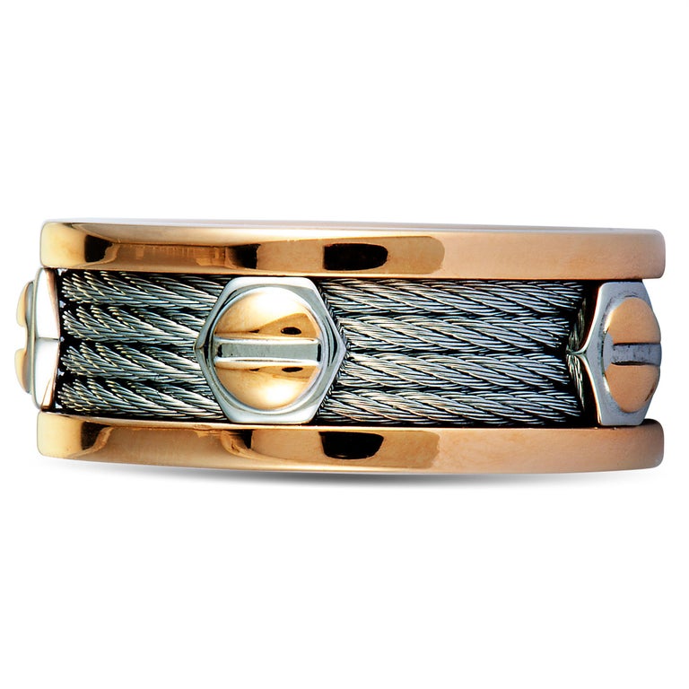 Charriol Forever Stainless Steel and Rose PVD Screws Cable Band Ring at ...