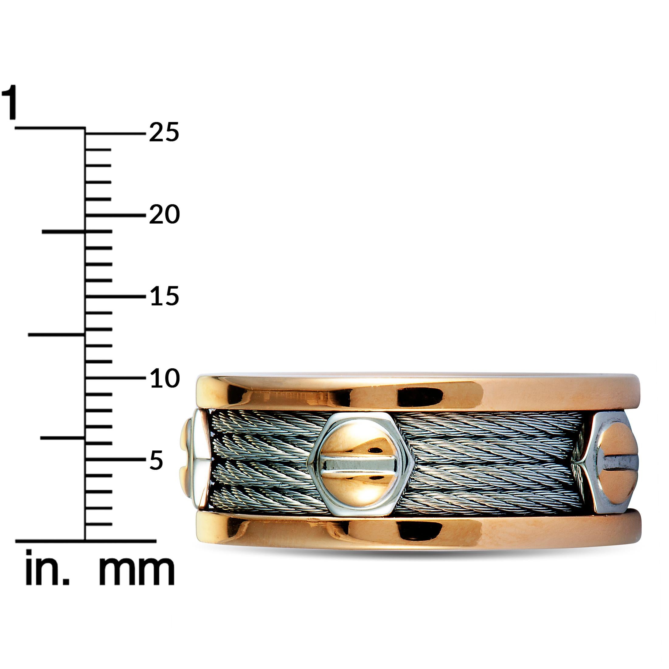 Charriol Forever Stainless Steel and Rose PVD Screws Cable Band Ring at ...