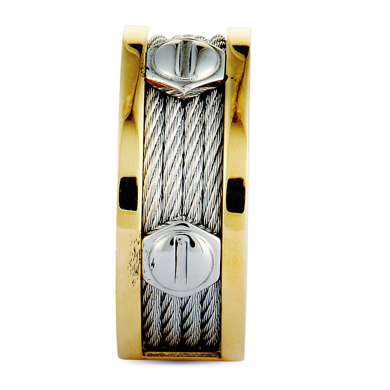 Charriol Forever Stainless Steel and Yellow PVD Screws Cable Band Ring ...