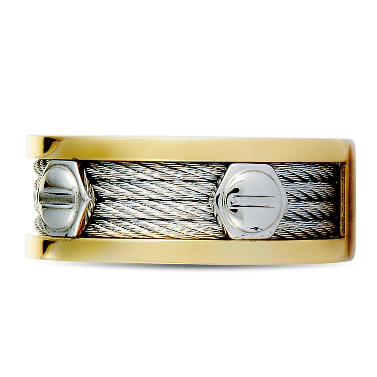 Charriol Forever Stainless Steel and Yellow PVD Screws Cable Band Ring ...