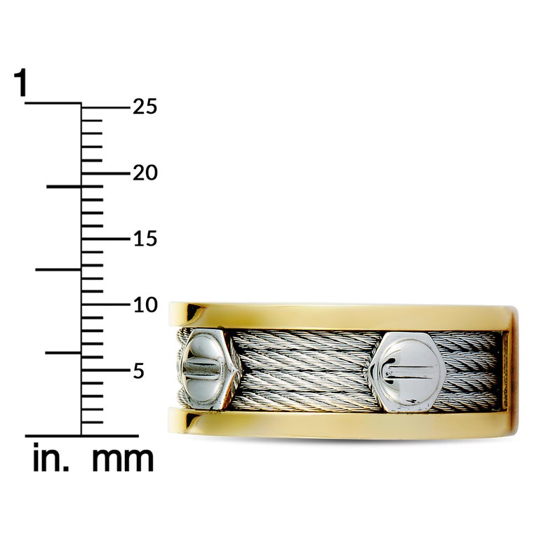 Charriol Forever Stainless Steel and Yellow PVD Screws Cable Band Ring ...