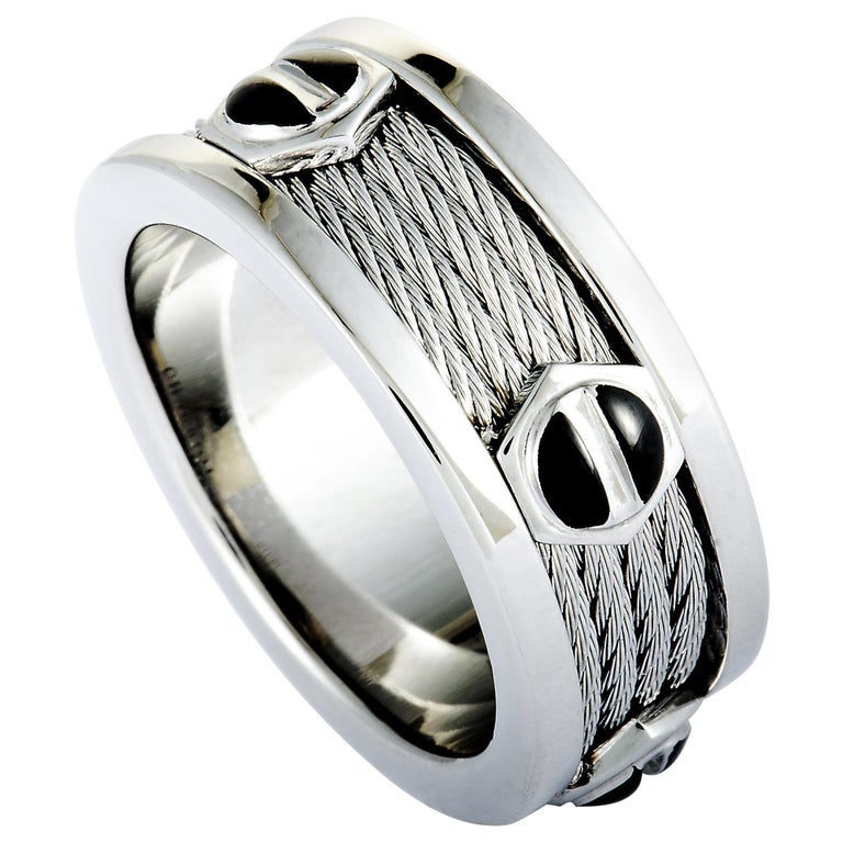 Charriol Forever Stainless Steel Black PVD Screws Cable Band Ring at ...