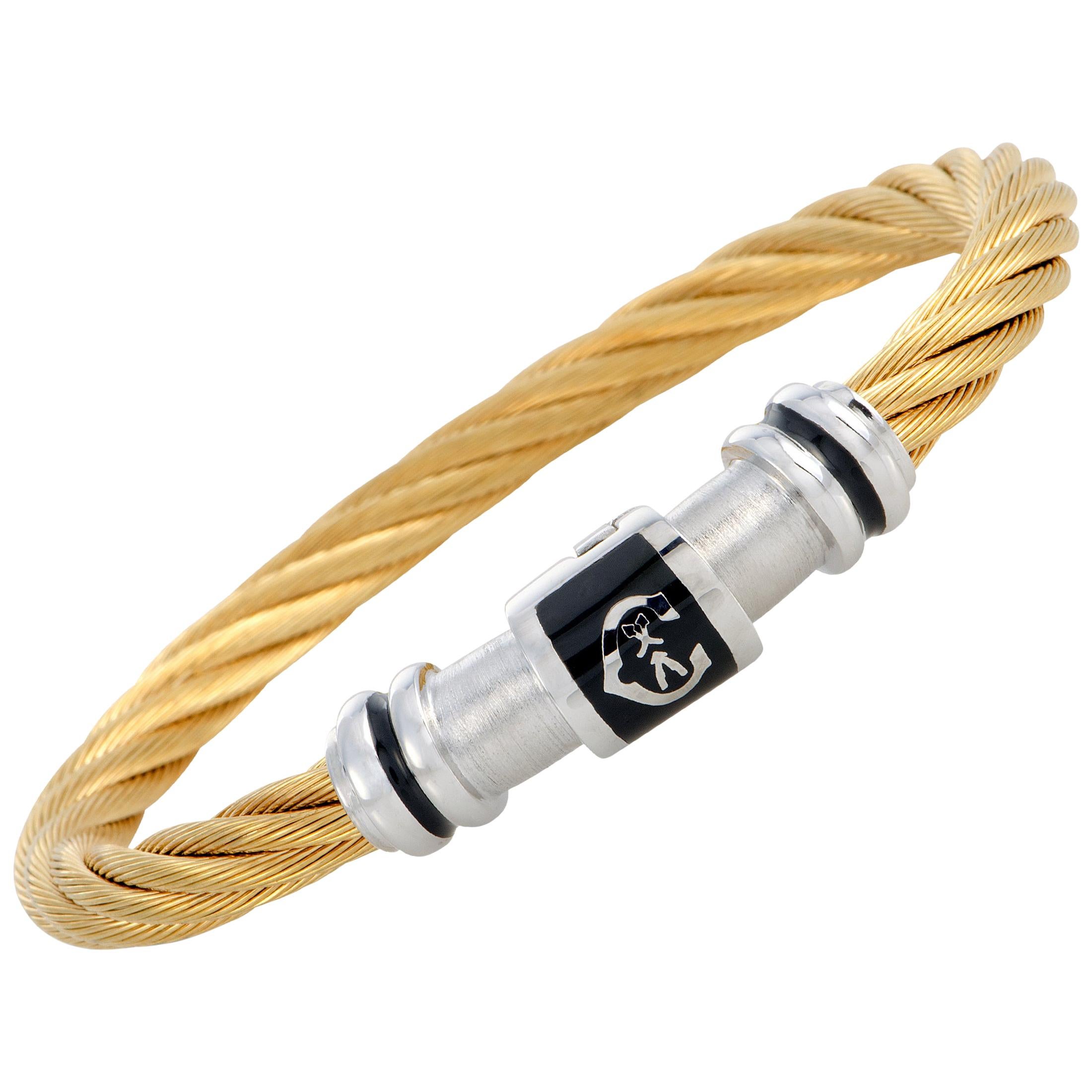 Charriol Stainless Steel and Yellow PVD Bangle Bracelet Size Medium at ...