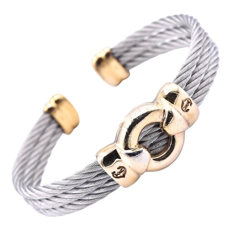 Charriol Two-Tone Cuff Cable Bracelet at 1stDibs | two tone cuff bracelet