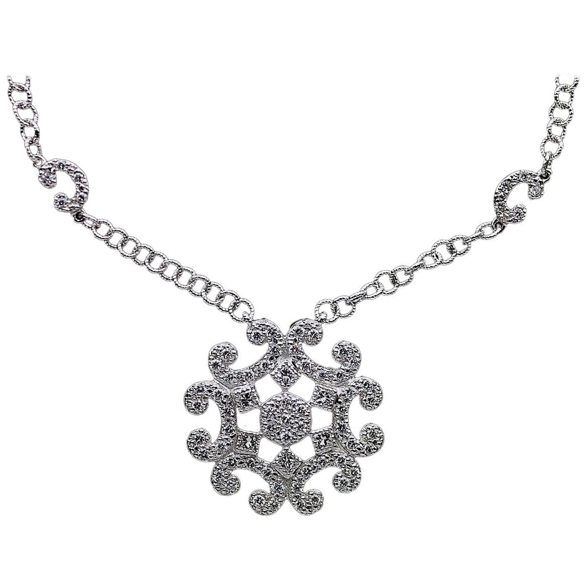 Charriol White Gold Round Diamond Snowflake Choker Necklace at 1stDibs ...