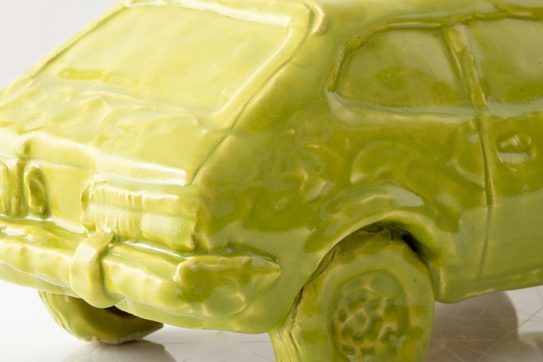 "Chartreuse Accord" Glazed Ceramic Car Sculpture For Sale at 1stDibs