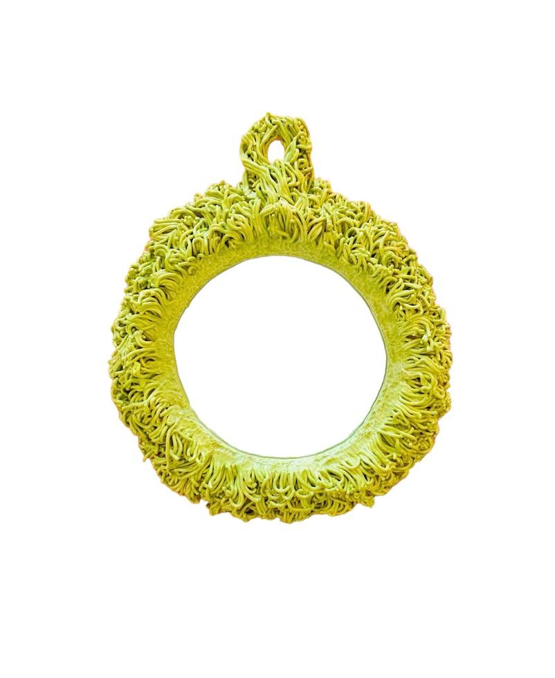 Chartreuse Ceramic Shag Mirror For Sale at 1stDibs