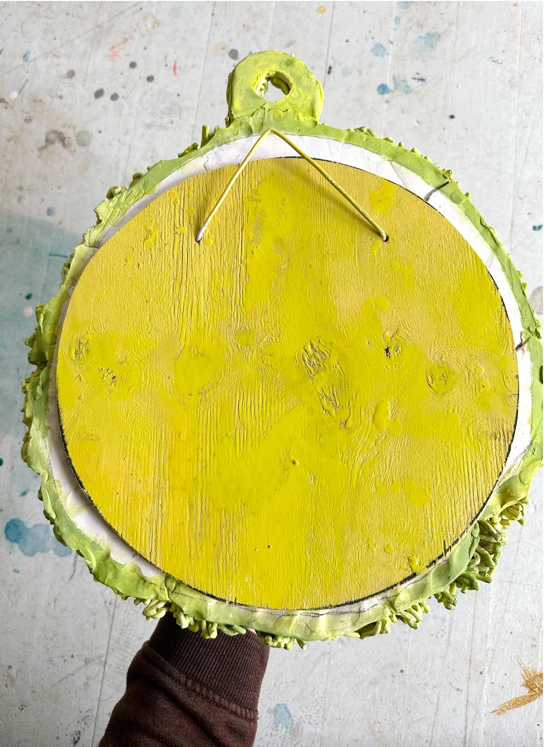 Chartreuse Ceramic Shag Mirror For Sale at 1stDibs