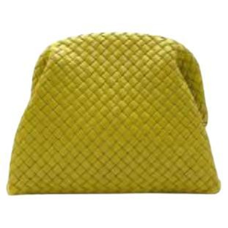 chartreuse Intrecciato leather Clasp clutch bag For Sale at 1stDibs