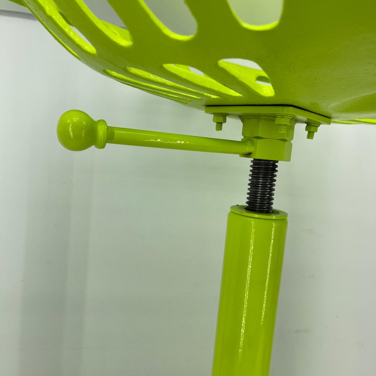 Vintage Industrial Metal Tractor Seat Stool, Powder Coated Chartreuse ...