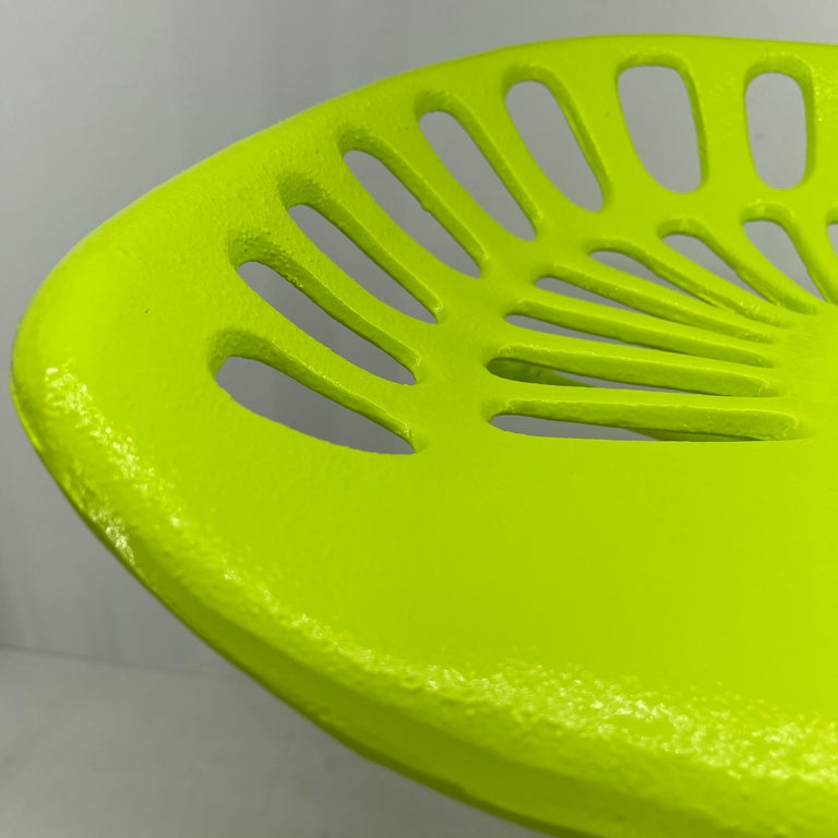 Vintage Industrial Metal Tractor Seat Stool, Powder Coated Chartreuse ...