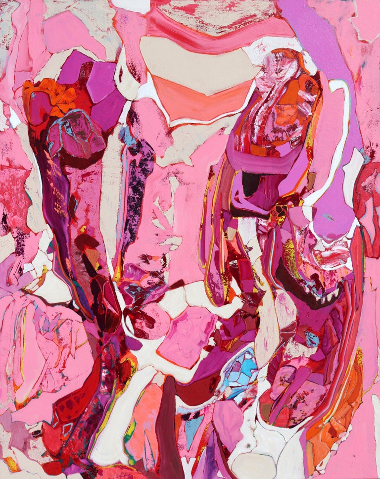 Chase Langford - "Amalfi 2" abstract oil painting in shades of pink ...