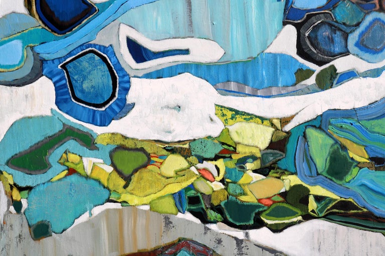 Chase Langford - "Emerald Bay 37" abstract oil painting in green, red ...