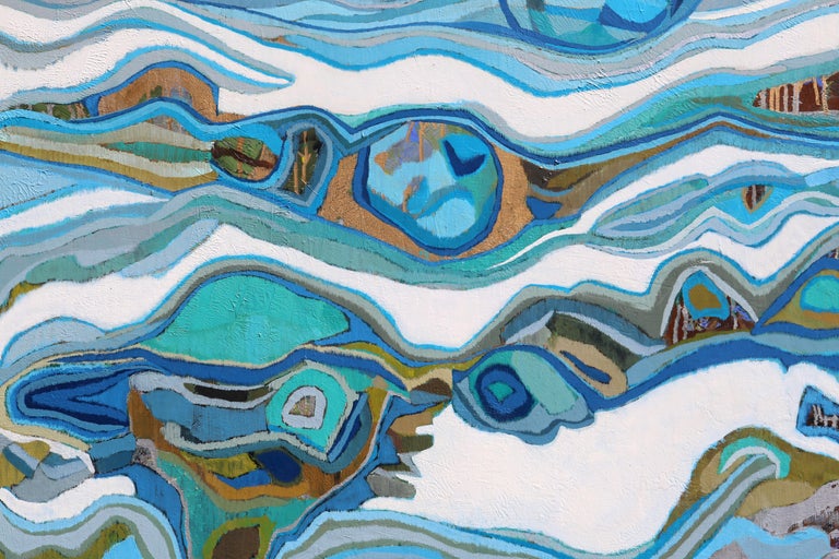 Chase Langford - "Liquid Morphic" Abstract oil painting in blues, white ...