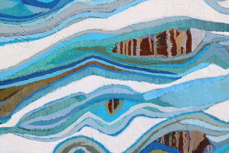 Chase Langford - "Liquid Morphic" Abstract oil painting in blues, white ...