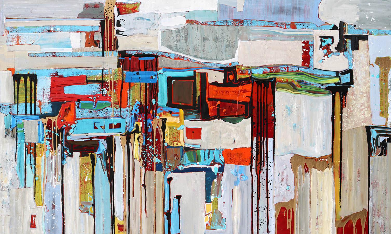 Chase Langford - "Montcada 2" Abstract oil painting in Blue, Turquoise ...
