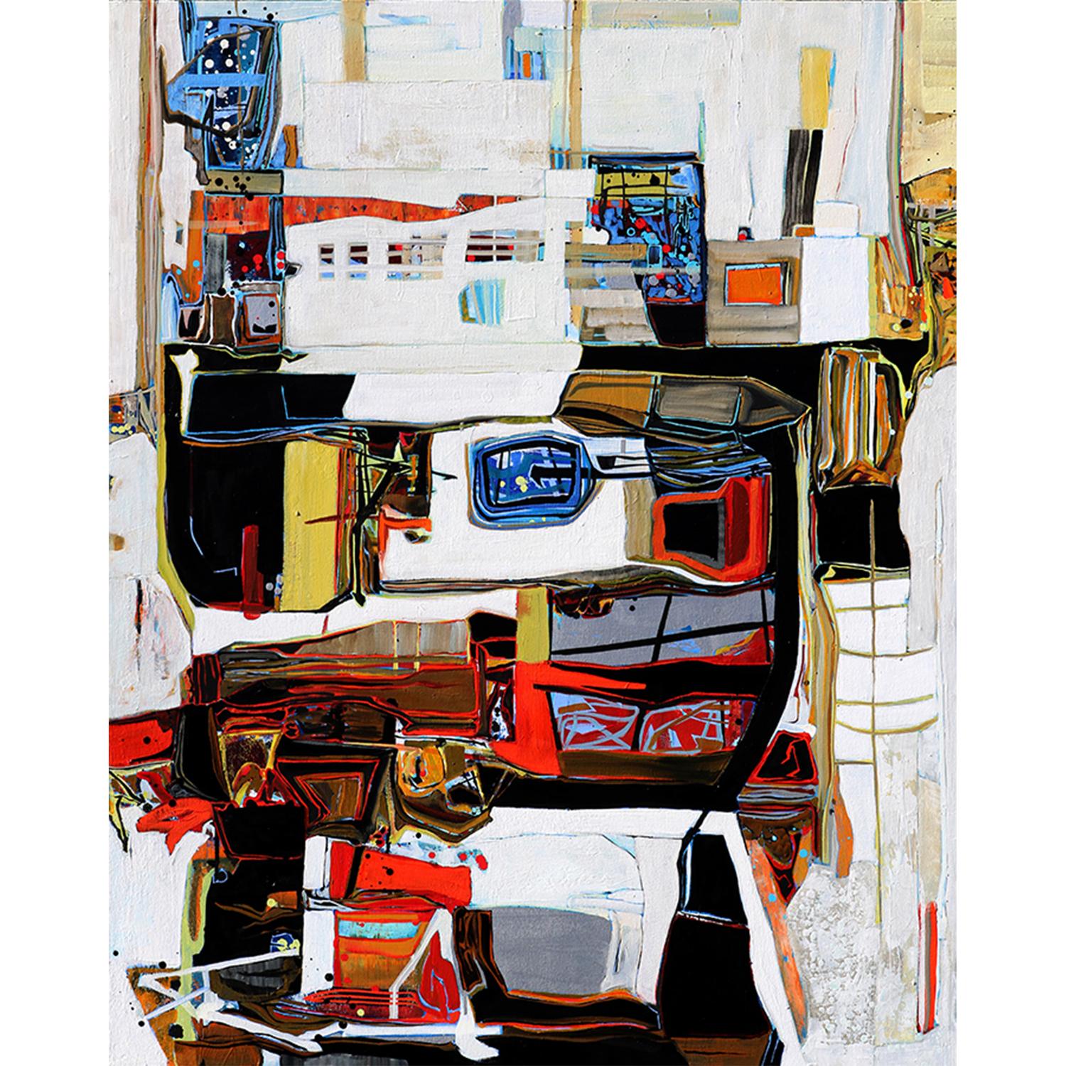 Chase Langford - "Emerald Bay 37" abstract oil painting in green, red ...