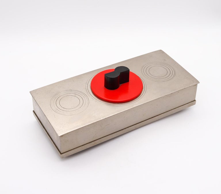 Chase Usa Co. 1930 Art Deco Geometric Steel Box with Bakelite and Wood ...