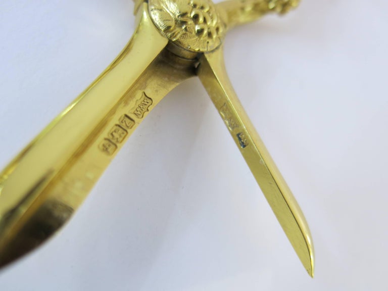Chased Grape and Vine, Antique Victorian, Sterling Silver Gilt Grape Scissors at 1stDibs