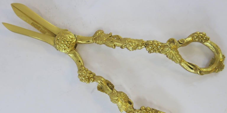 Chased Grape and Vine, Antique Victorian, Sterling Silver Gilt Grape Scissors at 1stDibs